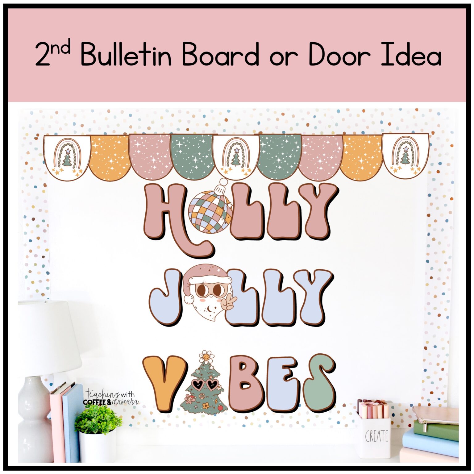 Retro Christmas Bulletin Board - Boho Groovy Classroom Decor | Made By ...