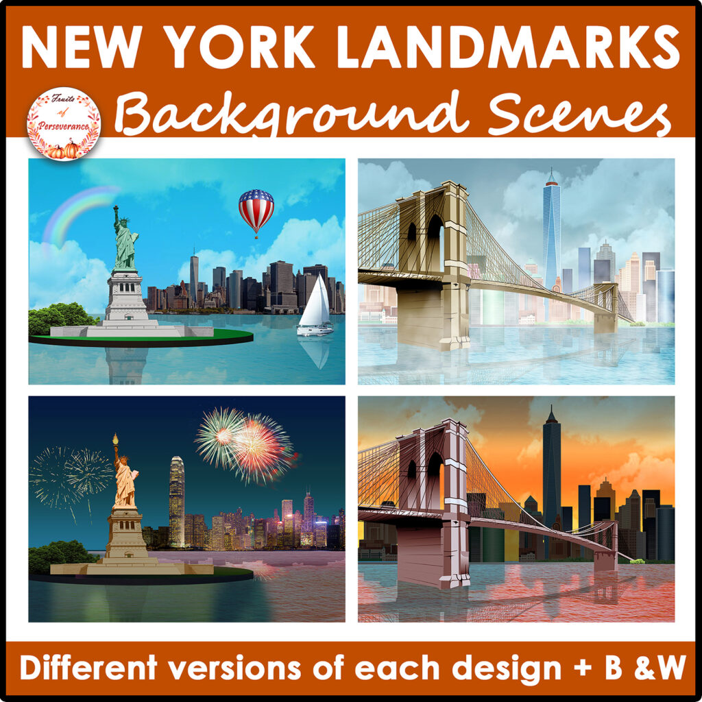 New York City Famous Monuments Backgrounds Clipart | Fourth of July ...