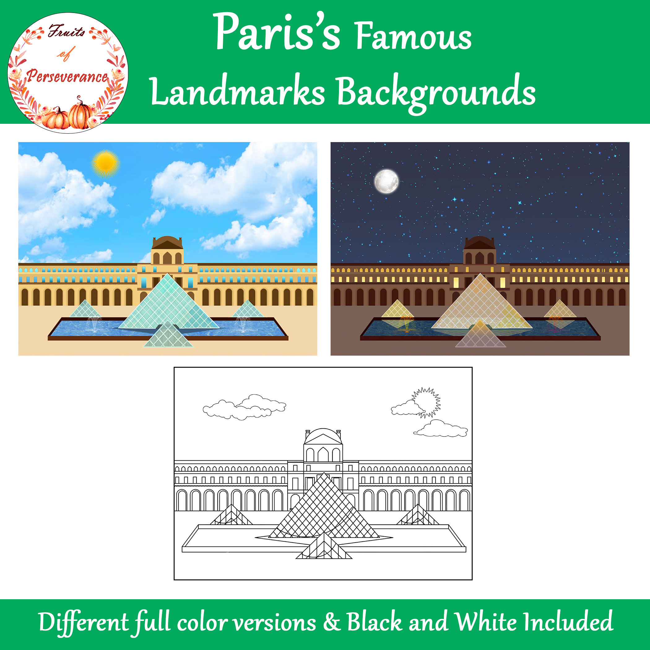 Paris Famous Landmarks and Places Backgrounds Clipart | World's Famous ...