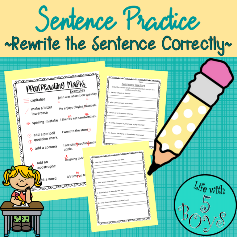 Writing and Sentence Practice for Rewrite the Sentence | Made By Teachers