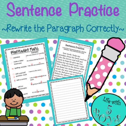 Writing and Sentence Practice for Rewrite the Paragraph Correctly ...