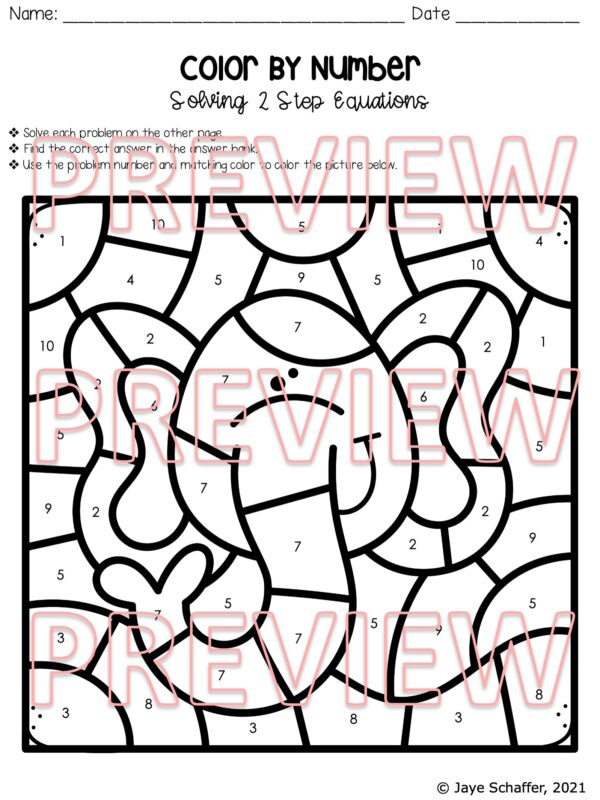 Solving Two Step Equations Coloring Activity | Made By Teachers