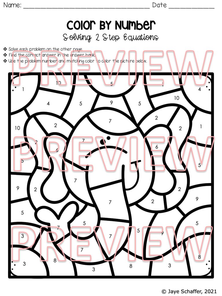 Solving Two Step Equations Coloring Activity - Made By Teachers