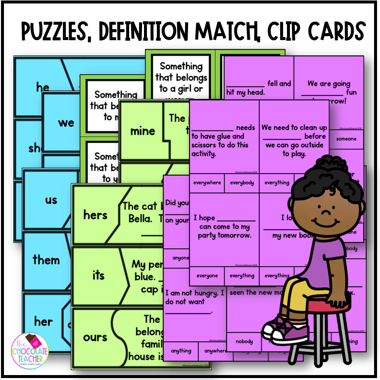 Pronouns - Grammar - Posters - Worksheets - Task Cards - Puzzles | Made ...