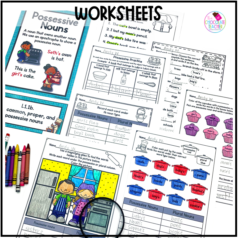 Common and Proper Nouns - Possessive Nouns - First Grade Grammar - Noun ...