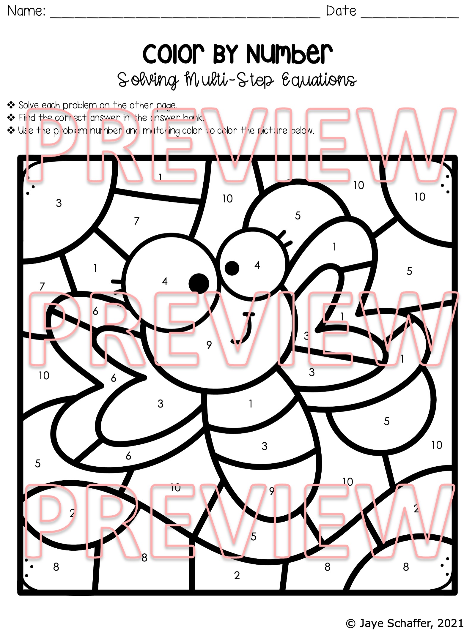 Solving Multi Step Equations Coloring Activity | Made By Teachers