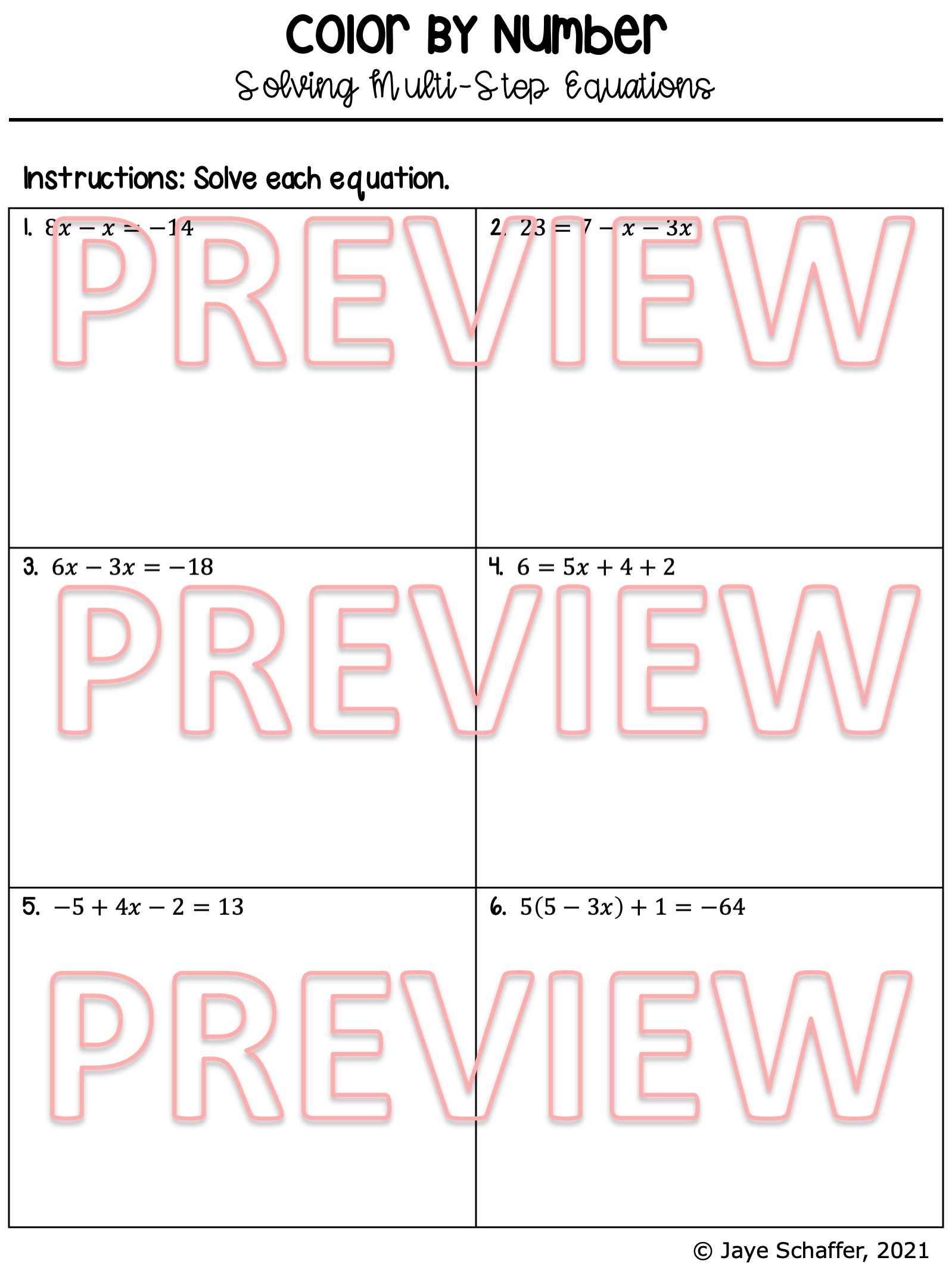 Solving Multi Step Equations Coloring Activity Made By Teachers Solving Multi Step Equations Coloring Activity Made By Teachers