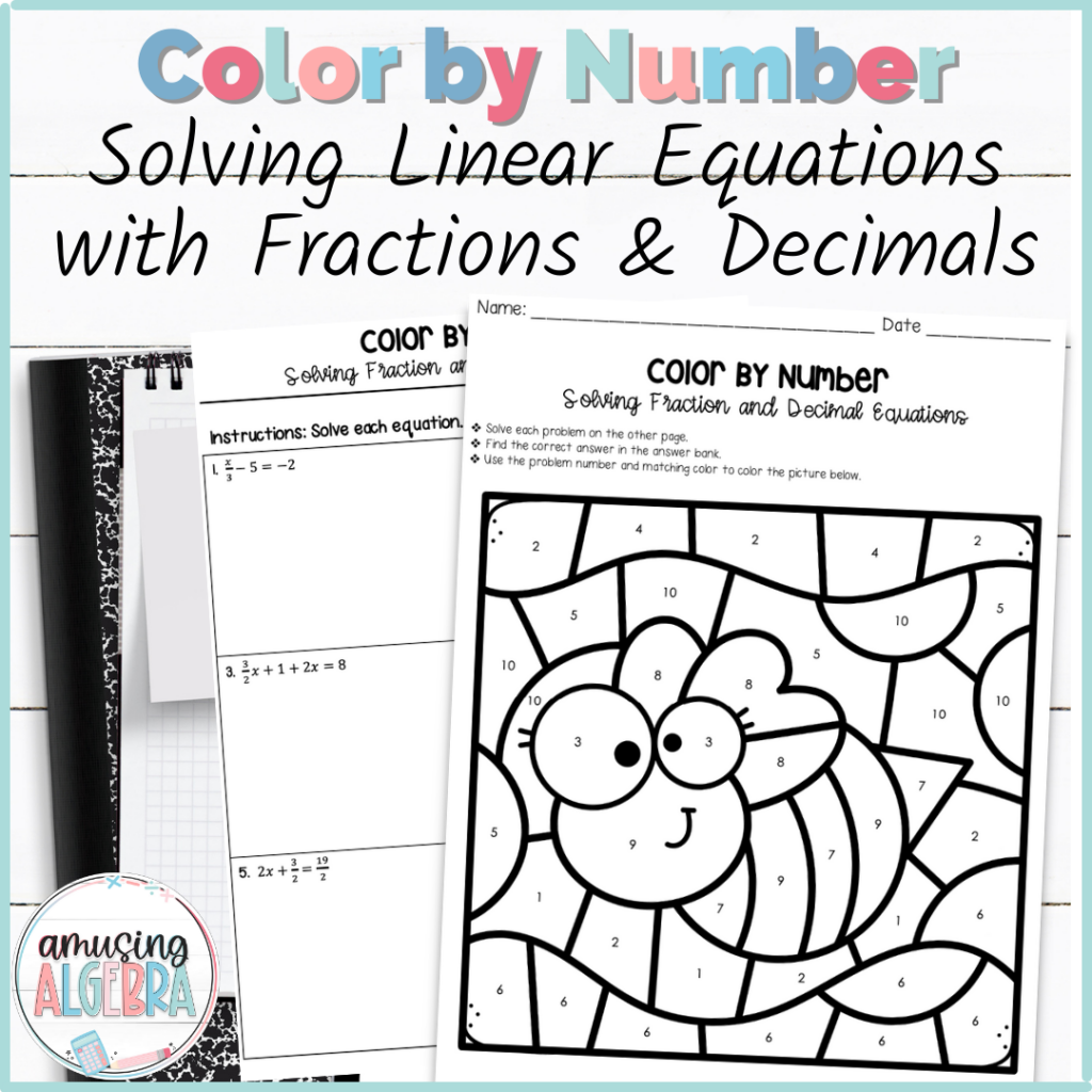 Solving Linear Equations with Fractions and Decimals Coloring Activity ...
