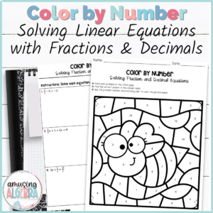 Solving Linear Equations with Fractions and Decimals Coloring Activity ...
