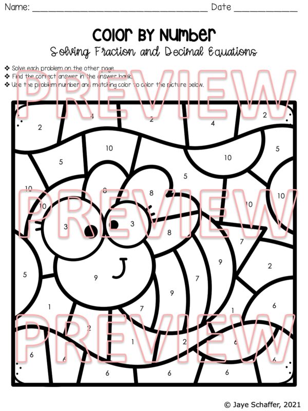 Solving Linear Equations with Fractions and Decimals Coloring Activity ...