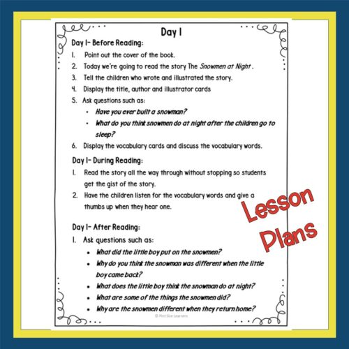 Snowmen at Night Lesson Plans & Book Study | Snowmen at Night ...
