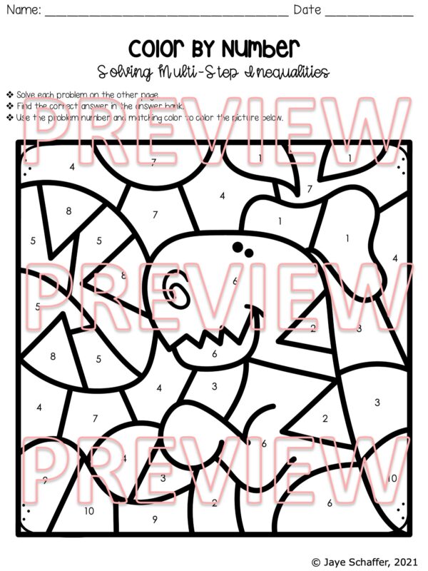 Solving Multi Step Inequalities Coloring Activity | Made By Teachers