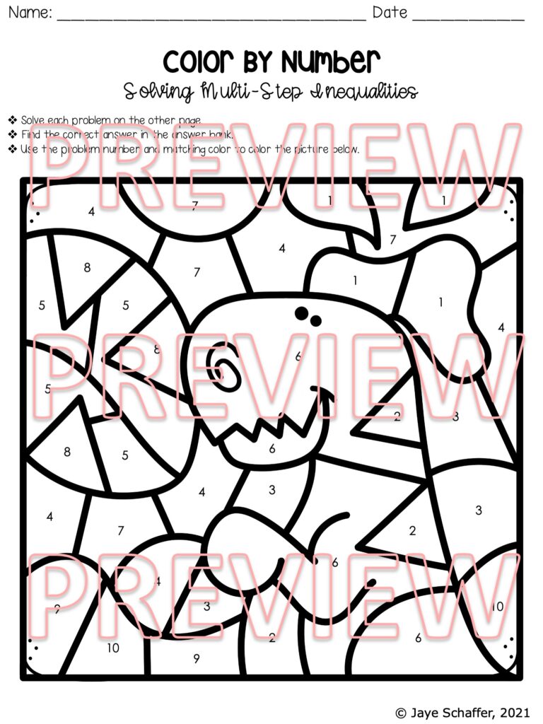 Solving Multi Step Inequalities Coloring Activity | Made By Teachers