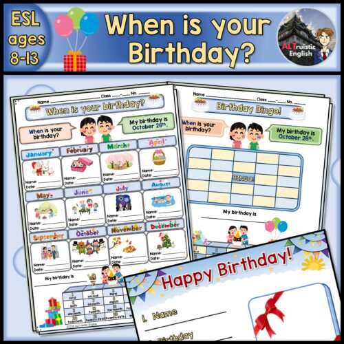 When is Your Birthday? Bingo Months and Dates Interactive ESL Grammar ...
