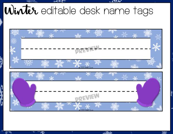 Editable Desk Name Tags | Winter Themed Desk Name Plates | Made By Teachers