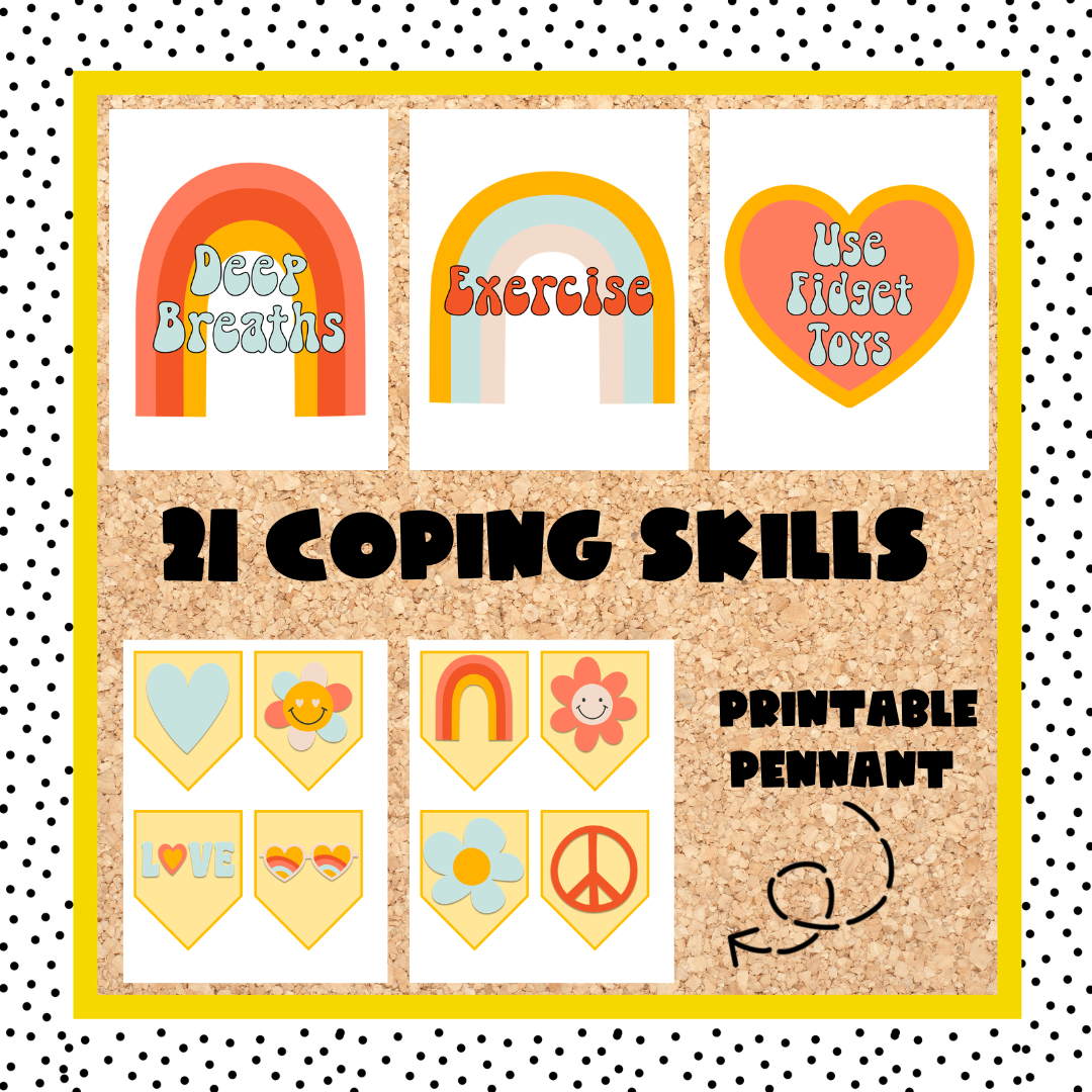 Coping Skills - Mental Health Bulletin Board | Groovy Retro Theme ...