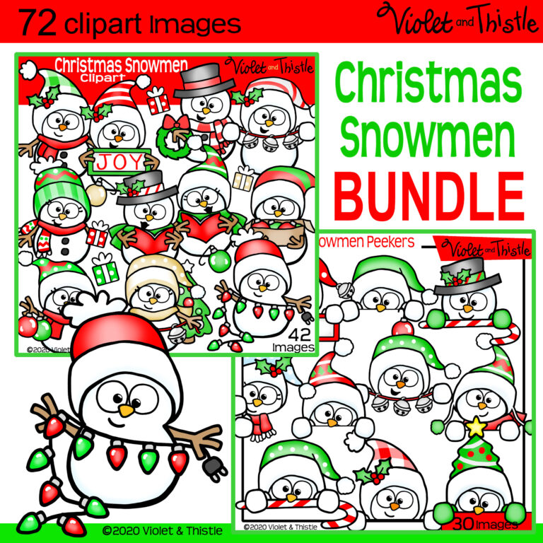 Christmas Snowman Clipart BUNDLE Cute Snowmen Clip Art Page Toppers Joy ...