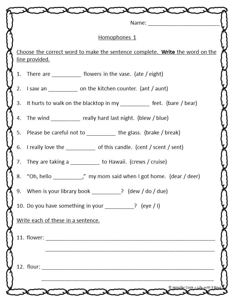 Homophones Activity Set 1 | Made By Teachers