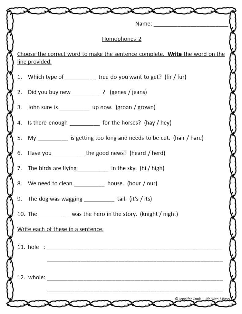 Homophones Activity Set 2 | Made By Teachers