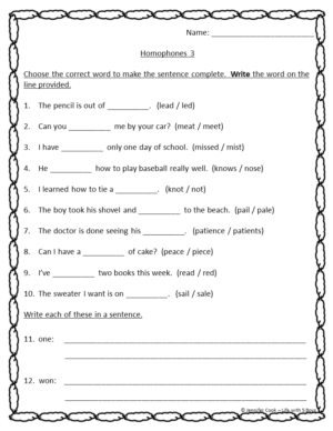 Homophones Activity Set 3 | Made By Teachers