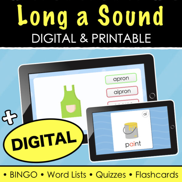 FREE Long a Sound - Digital Quiz, Digital Flash Cards, Word Lists and ...