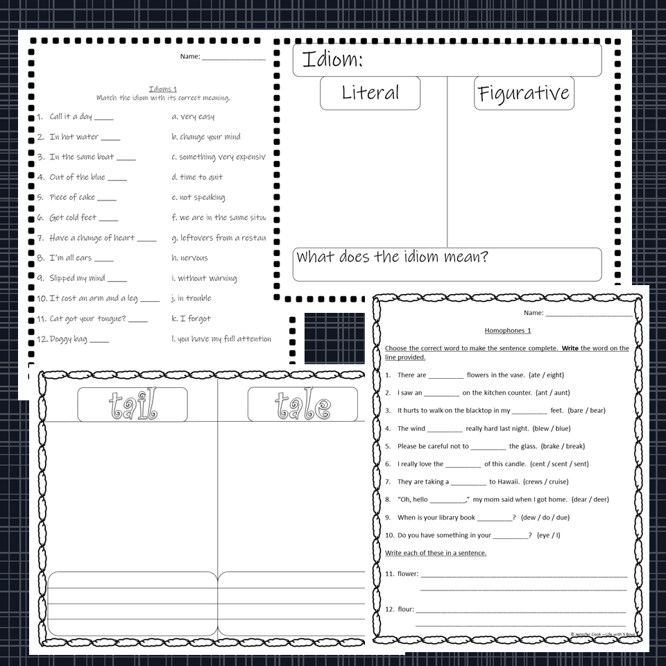 Language Activites Review BUNDLE for Homophones and Idioms | Made By ...