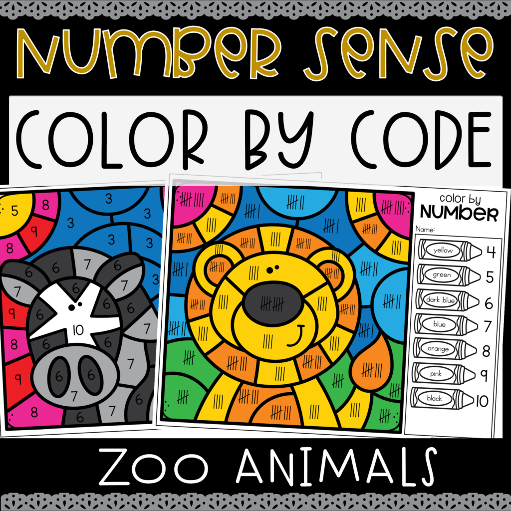 Zoo Themed Number Subitizing Worksheets Color by Number Subitizing to ...