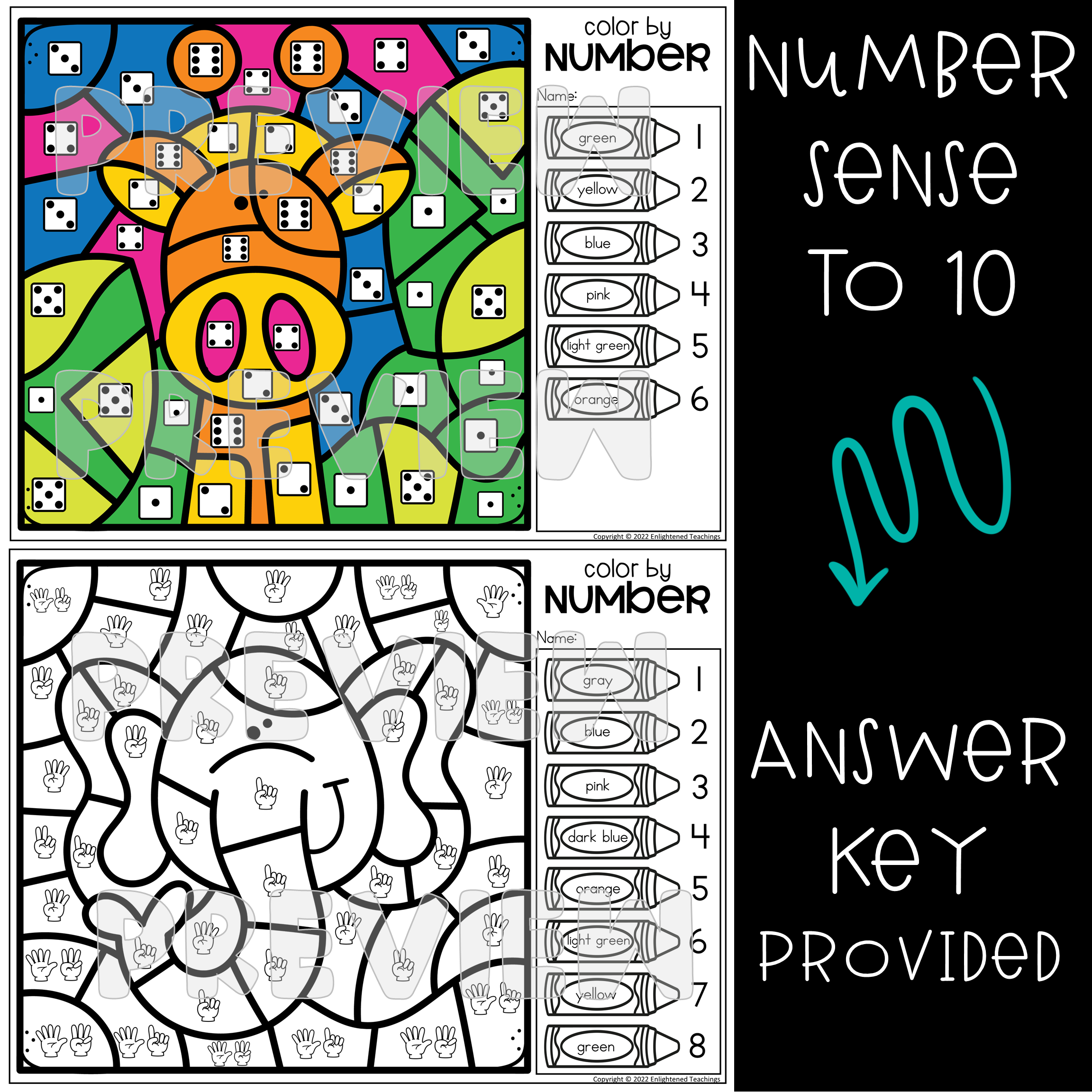 Zoo Themed Number Subitizing Worksheets Color by Number Subitizing to ...