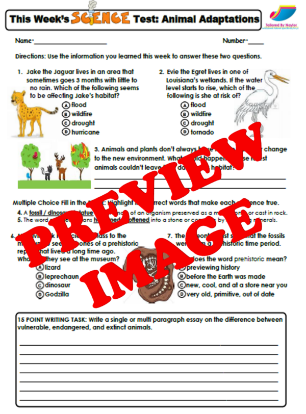 ANIMAL ADAPTATIONS | NGSS Science Test | Made By Teachers