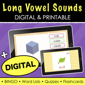 Long Vowel Sounds - Digital Quizzes, Digital Flash Cards, Word Lists ...