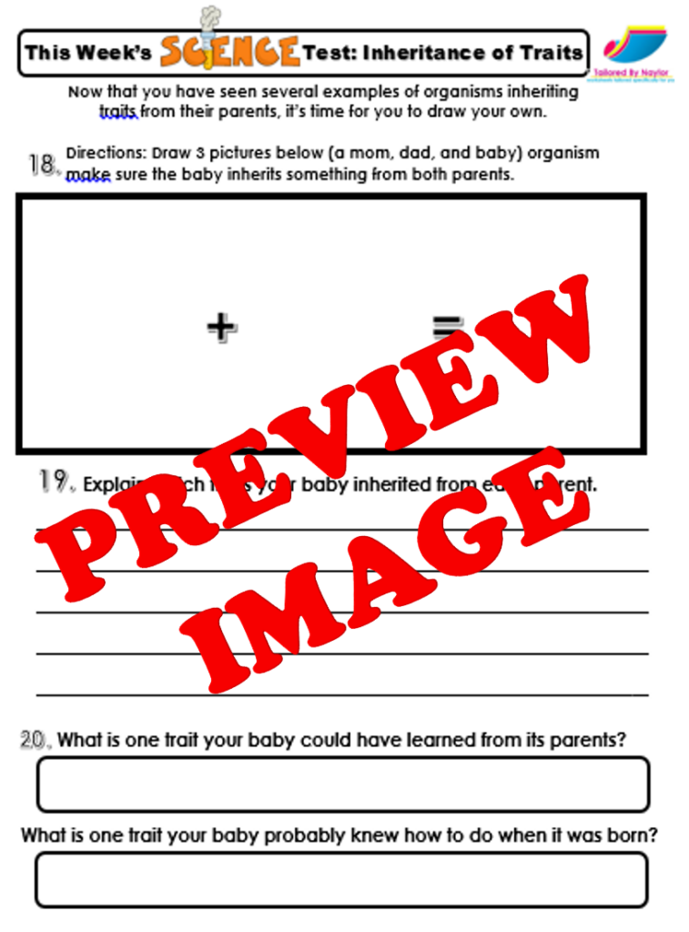 INHERITANCE OF TRAITS | NGSS Science Test | Made By Teachers
