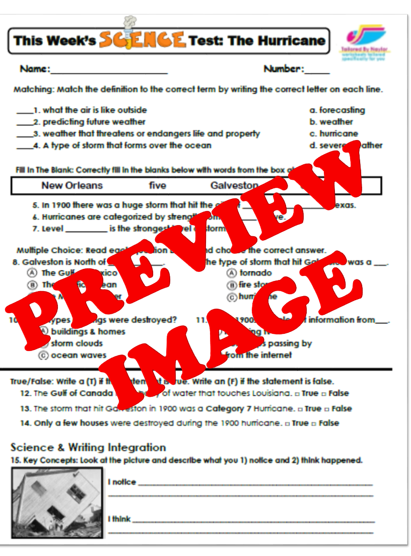 THE GALVESTON HURRICANE | NGSS Science Test | Made By Teachers