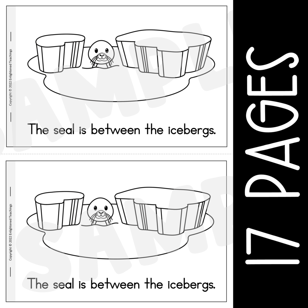 Winter Prepositions Emergent Reader Reference Guide Seal and Iceberg ...