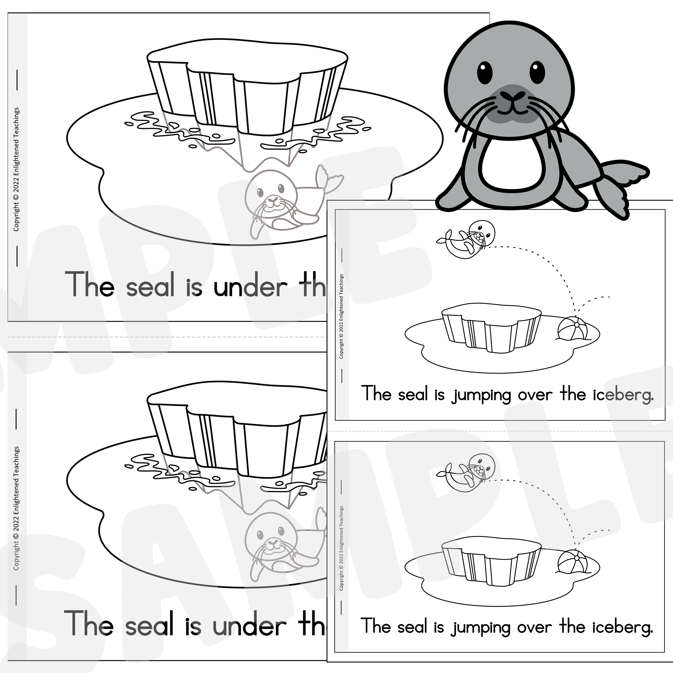 Winter Prepositions Emergent Reader Reference Guide Seal and Iceberg ...