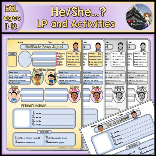 ESL EFL He She Full Lesson Interactive English Grammar Activity ...