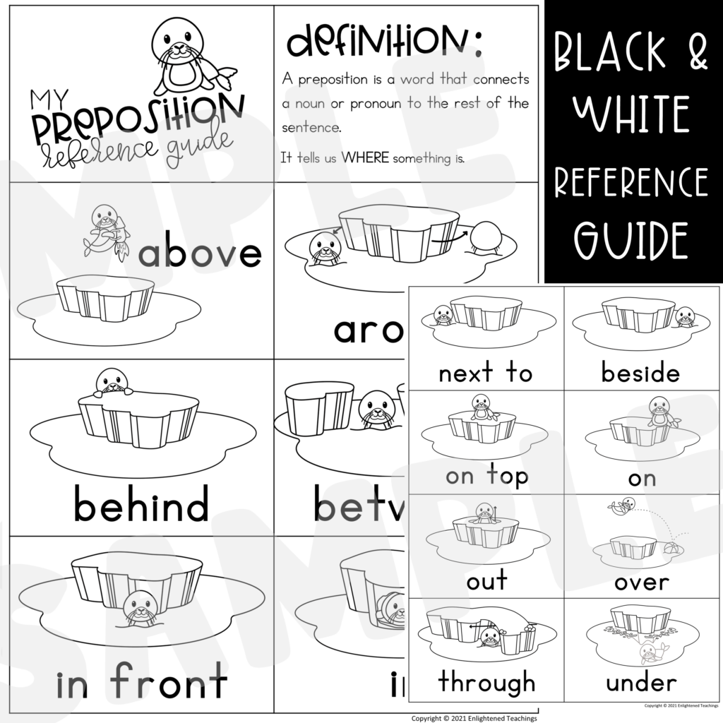 Winter Prepositions Emergent Reader Reference Guide Seal and Iceberg ...