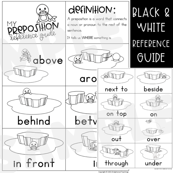Winter Prepositions Emergent Reader Reference Guide Seal and Iceberg ...