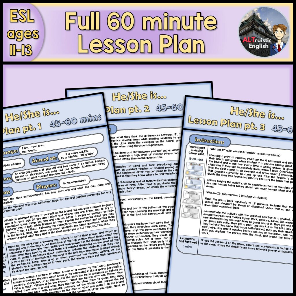 ESL EFL He She Full Lesson Interactive English Grammar Activity ...