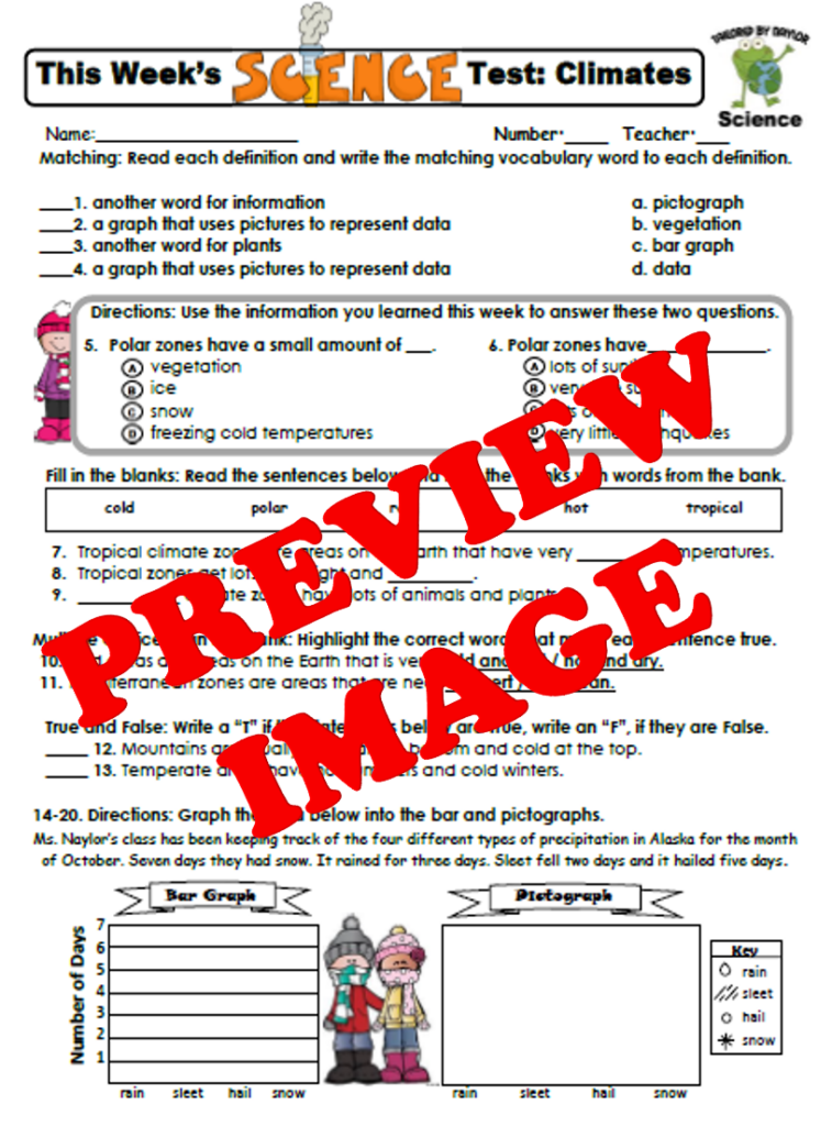 WEATHER AND CLIMATE | NGSS Science Test | Made By Teachers