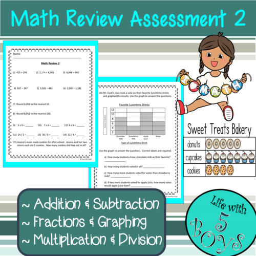 3rd Grade Math Review Assessment Set 2 | Made By Teachers