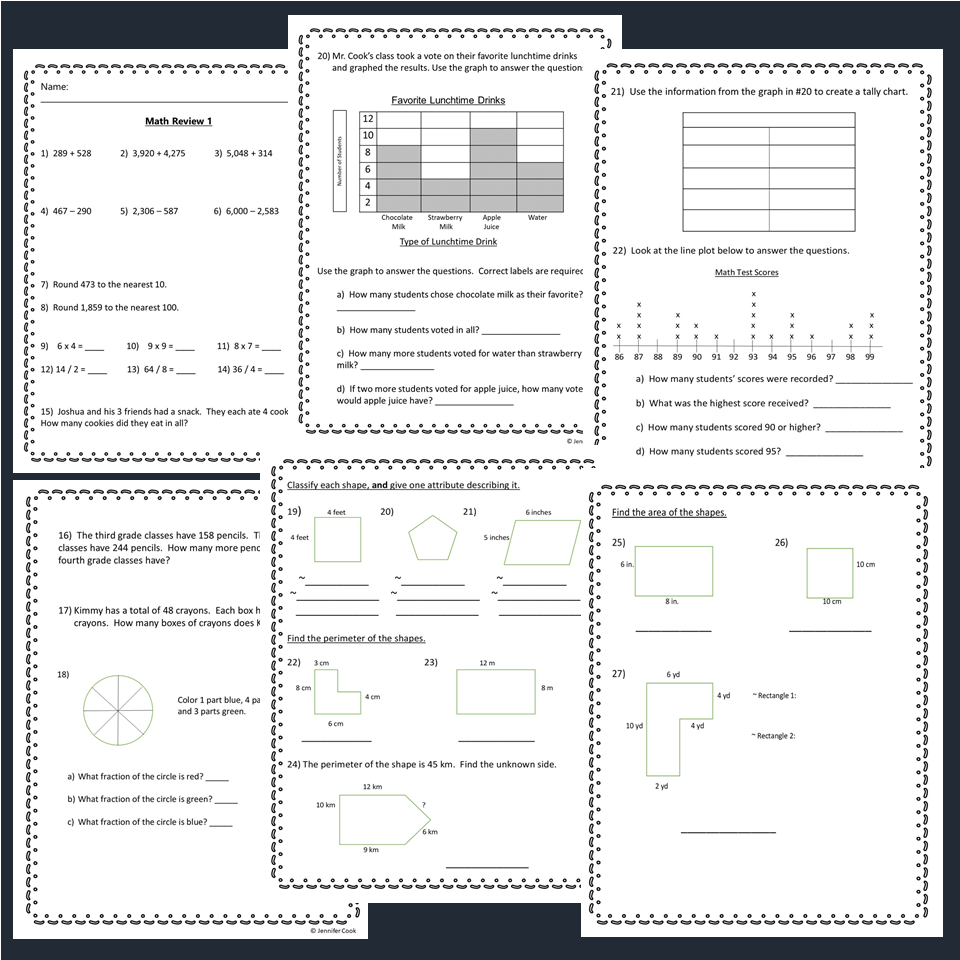 3rd Grade Math Review Assessments BUNDLE - Made By Teachers