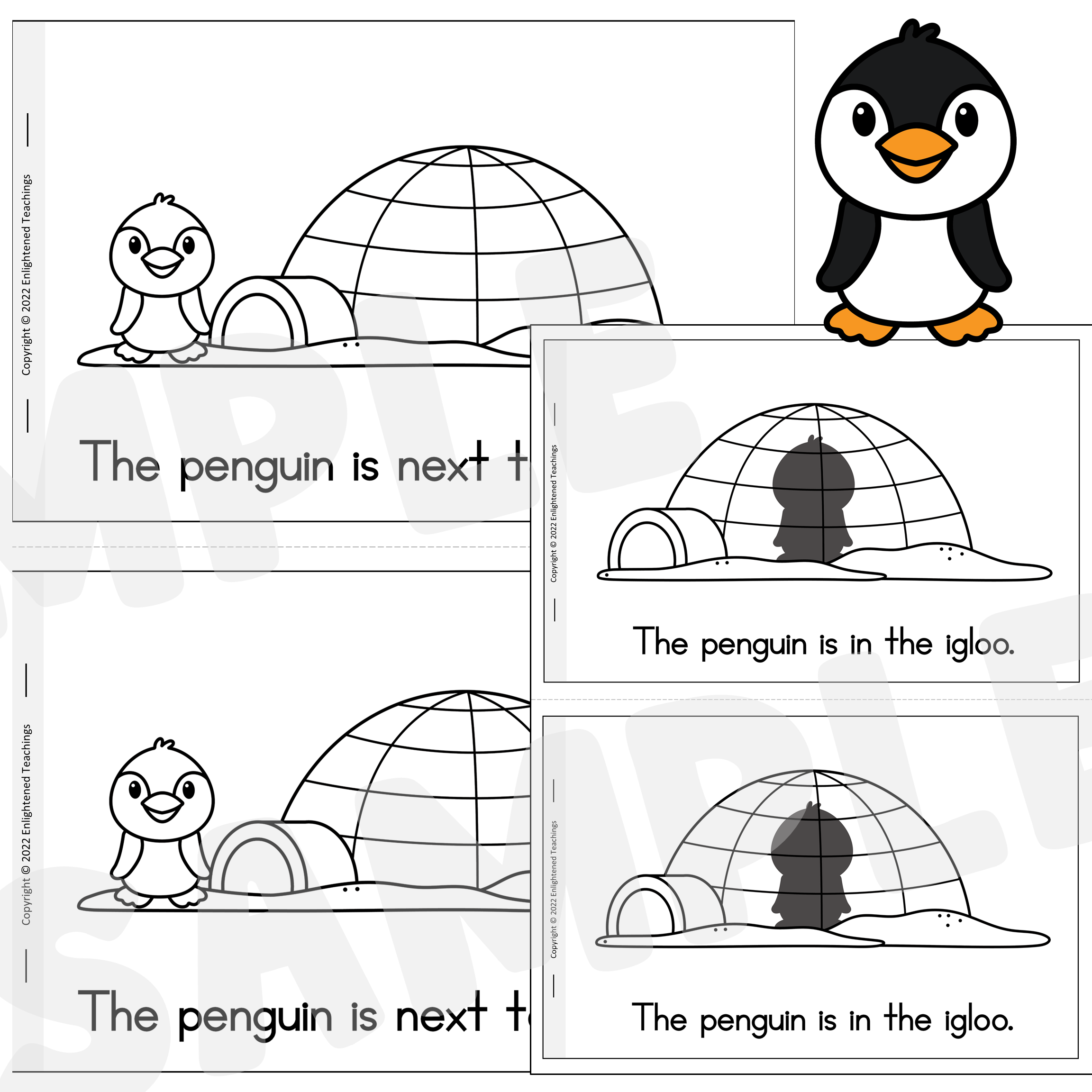 Winter Prepositions Emergent Reader Reference Guide Penguin and Igloo ...