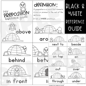 Winter Prepositions Emergent Reader Reference Guide Penguin and Igloo ...