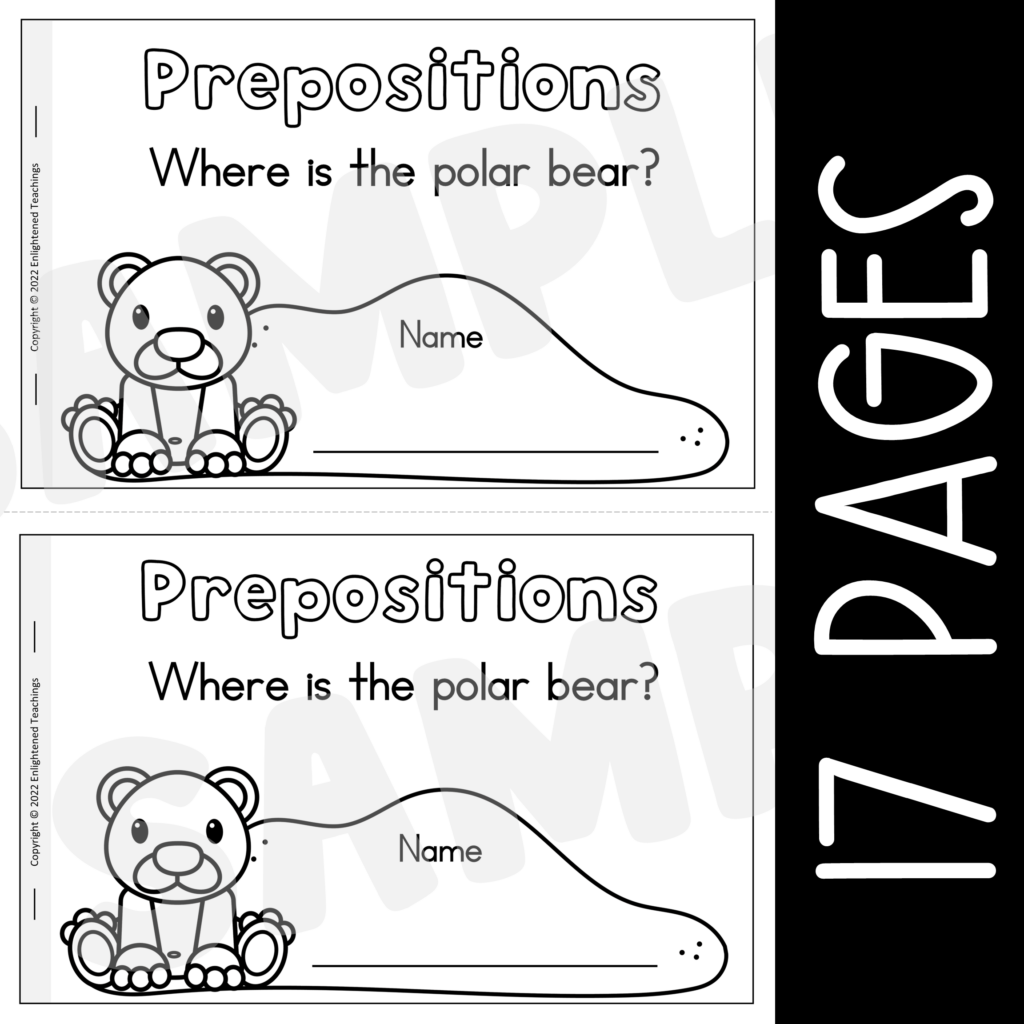 Winter Prepositions Emergent Reader Reference Guide Polar Bear and Snow ...