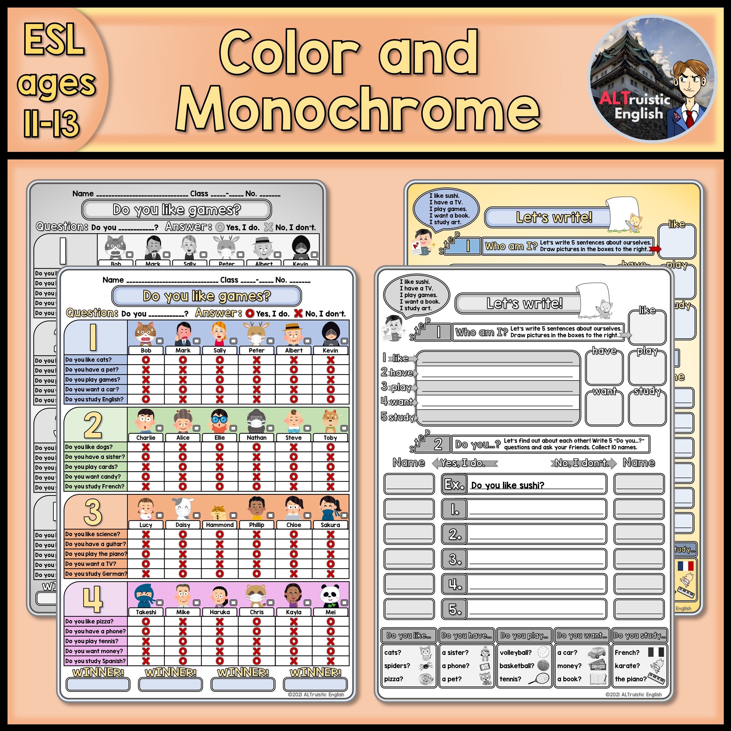 ESL Do you verb Guess Who Full Lesson Interactive English Grammar Activities | Made By Teachers