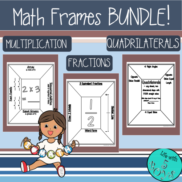 Math Activities BUNDLE with Fractions Multiplication and Quadrilaterals ...