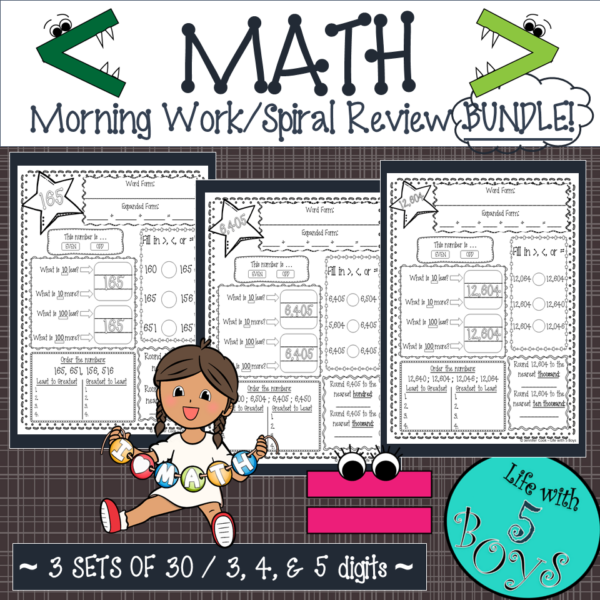 Math Morning Work and Spiral Review BUNDLE | Made By Teachers