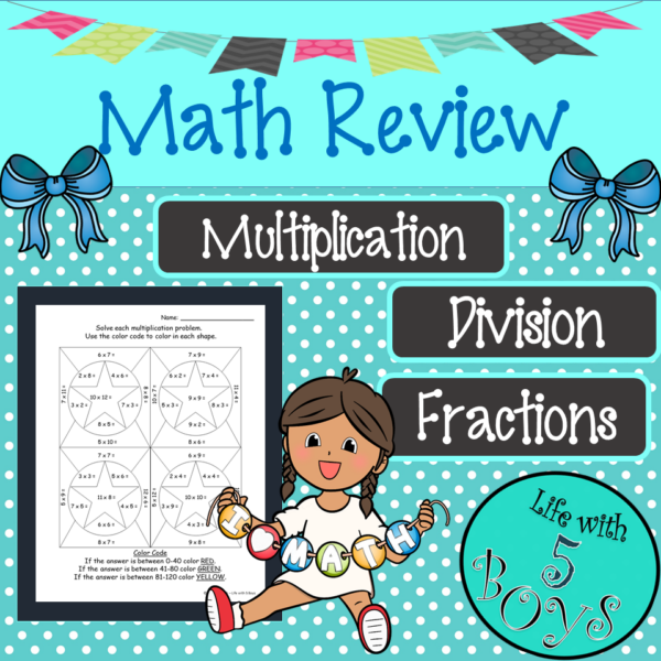 Math Worksheets for Multiplication Division and Fractions - Made By ...