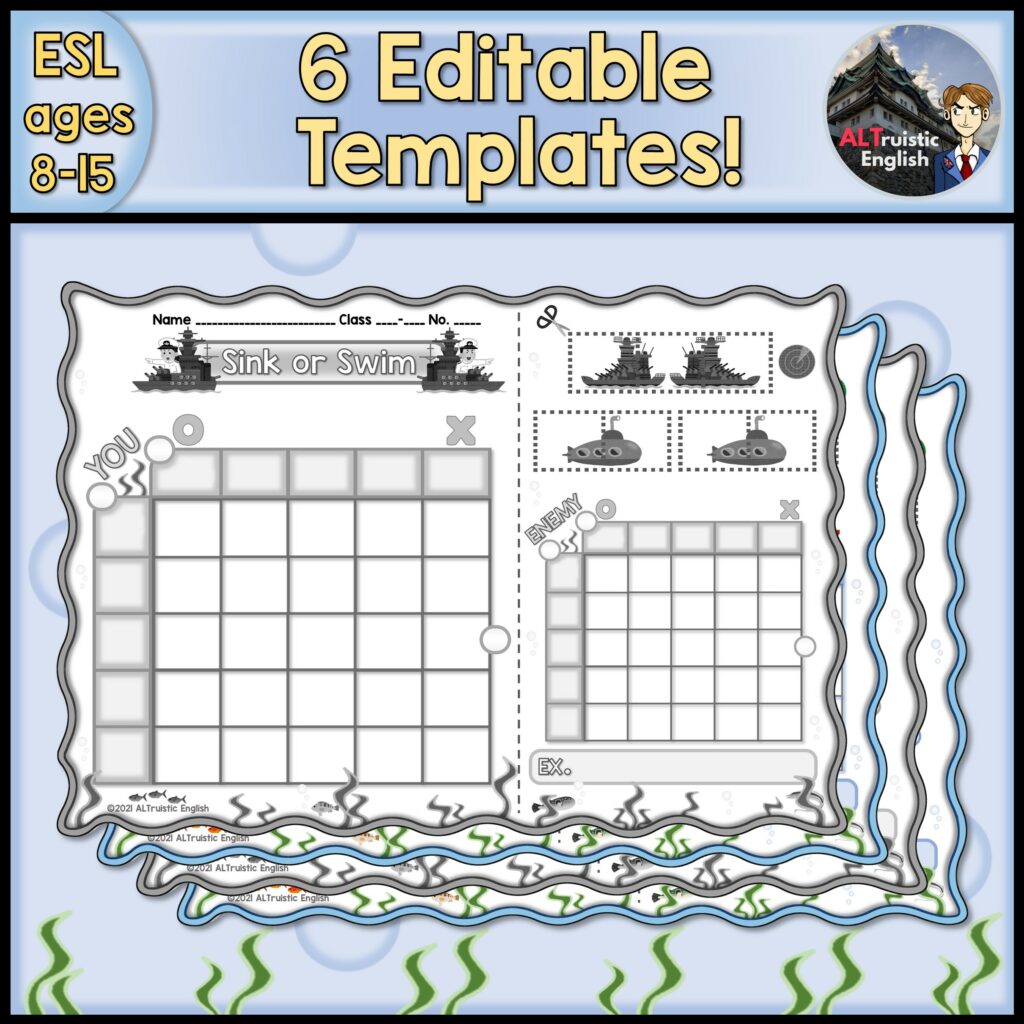 Battles at Sea Editable English Grammar Review Game ESL EFL Speaking ...