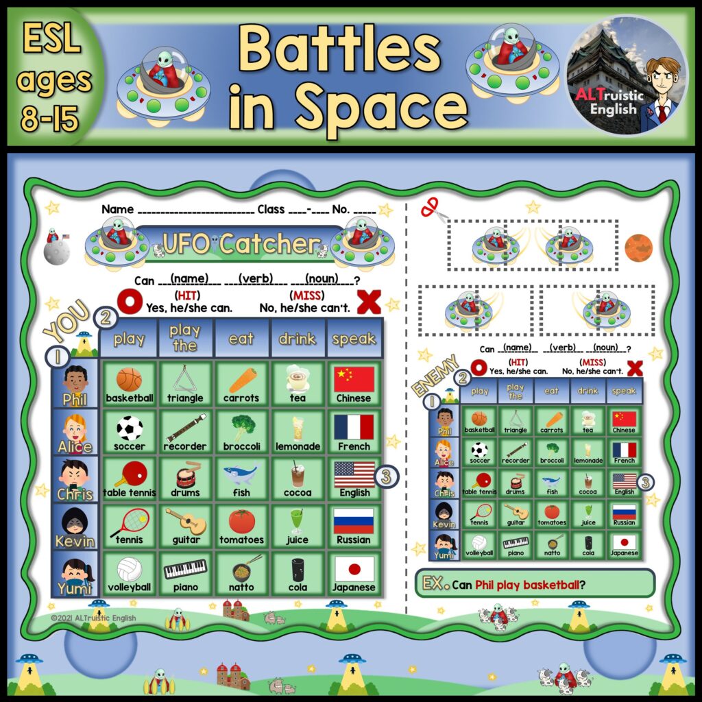 Battles in Space Editable English Grammar Review Game ESL EFL Grammar ...